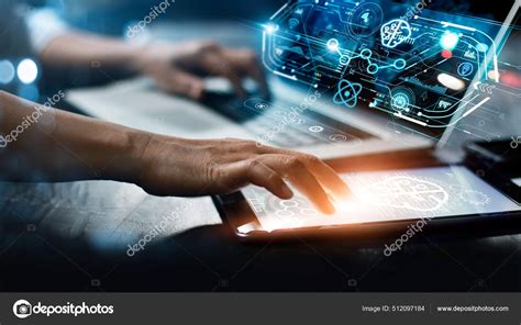data scientists programmer using laptop tablet analyzing development
