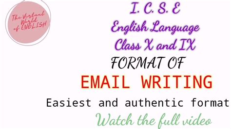 ICSE Email Writing Format 2023 Icse Icseclass10 YouTube
