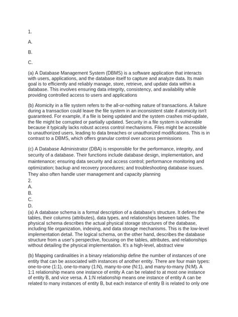 16a Batch Advance Database System Question Answer Pdf Database