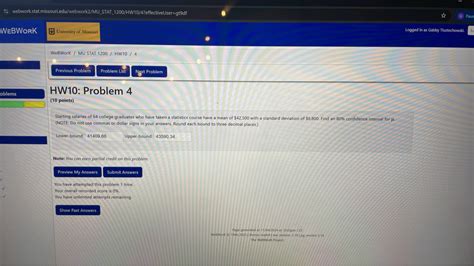 Webwork Stat Missouri Edu Webwork2 MU STAT 1200 HW10 4 EffectiveUser Gt9d