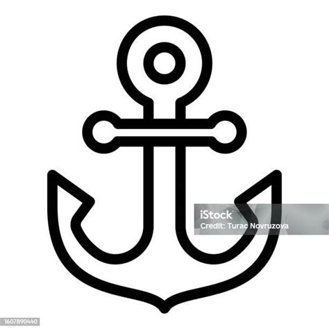 Anchor Line Icon Marine Concept Nautical Emblem Sign On White Background Anchor Icon In Outline