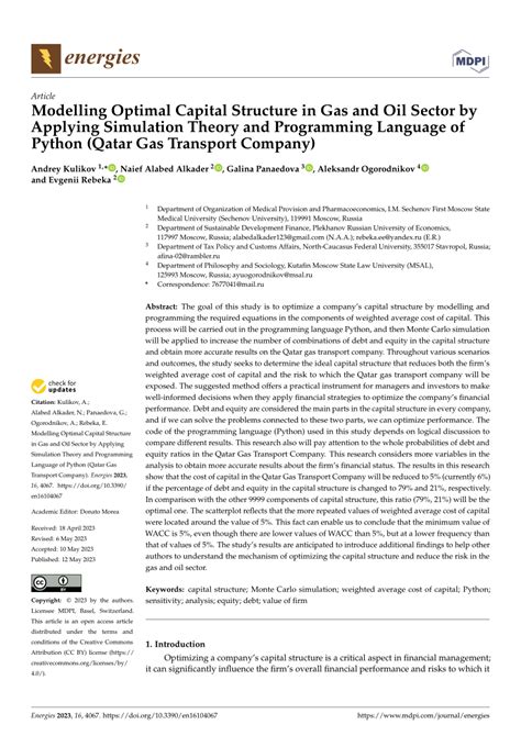pdf modelling optimal capital structure in gas and oil sector by applying simulation theory