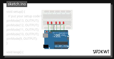 5个led灯逐一亮起 Wokwi Esp32 Stm32 Arduino Simulator 5个led灯逐一亮起 Wokwi Esp32 Stm32 Arduino Simulator