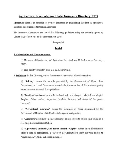 Agriculture Directives Pdf Insurance Agriculture