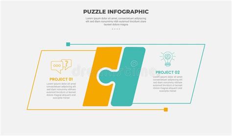 Puzzle Infographic Outline Style With 2 Point Template With Skew Rectangle Box Versus Comparison