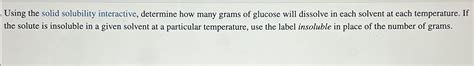 Solved Using The Solid Solubility Interactive Determine How