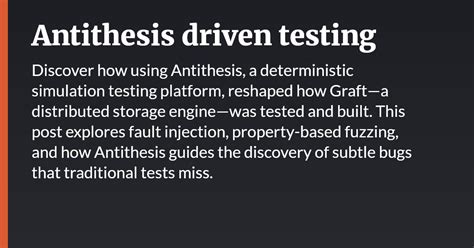 antithesis driven testing antithesis