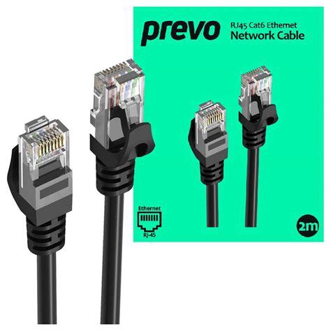 prevo cat6 blk 2m network cable rj45 m to rj45 m cat6 2m black oxygen free copper core