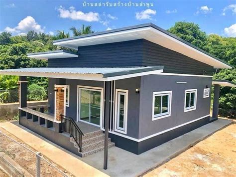 แบบบ้านโมเดิร์น 3 ห้องนอน 2 ห้องน้ำ โทนสีเทาเข้ม Baanaz