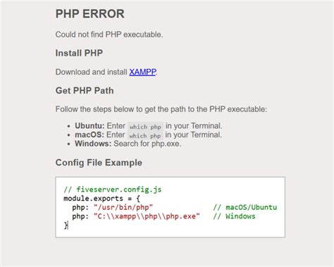 Fixing The “could Not Find Php Executable” Error In Live Server On Vs