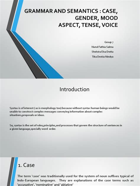 Grammar And Semantics An In Depth Exploration Of Case Gender Mood