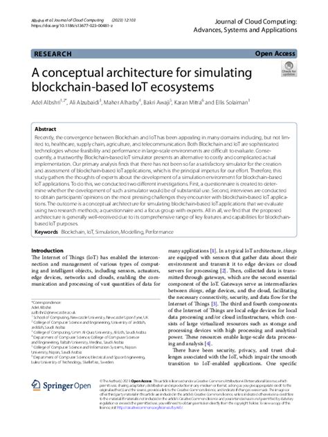Pdf A Conceptual Architecture For Simulating Blockchain Based Iot Ecosystems