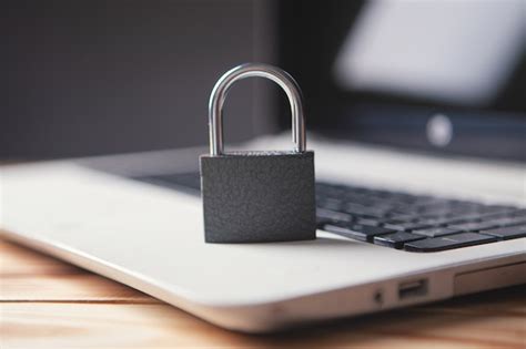 Premium Photo Lock On Laptop As Computer Protection And Cyber Safety