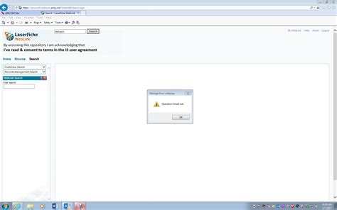 operation timed out laserfiche answers