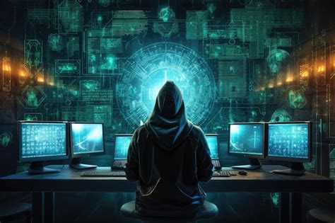 Premium Ai Image Binary Illusions Unveiling The Enigma Of The Holographic Hacker