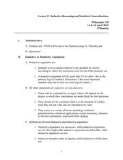 Lecture 11 Inductive Reasoning Statistical Generalization Lecture 11 Inductive Reasoning