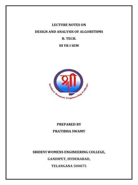 Daa Notes Pdf Pdf Recurrence Relation Computational Complexity Theory