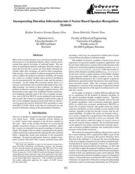 Pdf Incorporating Duration Information Into I Vector Based Speaker