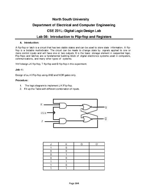231 Lab 08 North South University Department Of Electrical And