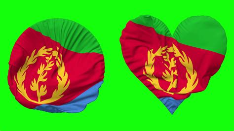 Eritrea Flag In Heart And Round Shape Waving Seamless Looping Looped Waving Slow Motion Flag