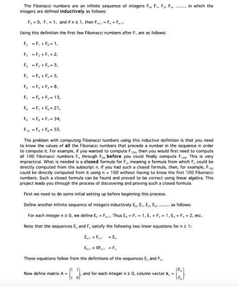 solved the fibonacci numbers are an infinite sequence of