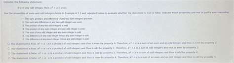 solved consider the following statement if a ﻿is any odd