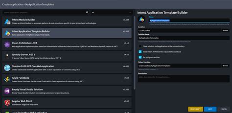 how to create application templates intent architect