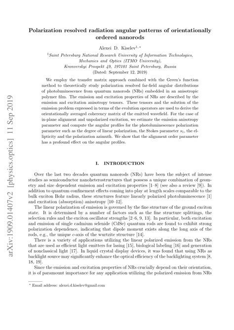 Pdf Polarization Resolved Radiation Angular Patterns Of