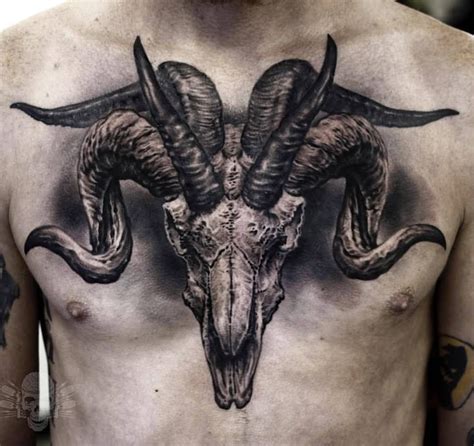 Chest Tattoo Ram Skull Bold Symbol Of Strength And Protection