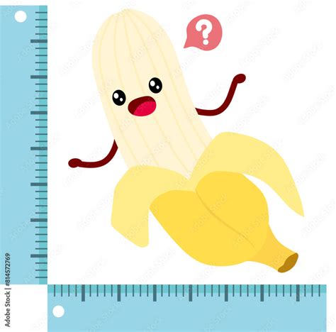 Cartoon Style Banana Measurement With Ruler Penis Size Concept Vector