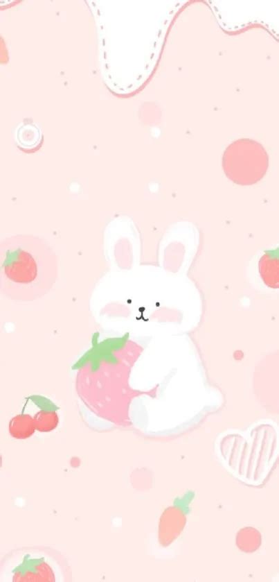 Cute Bunny Strawberry Wallpaper Free Download
