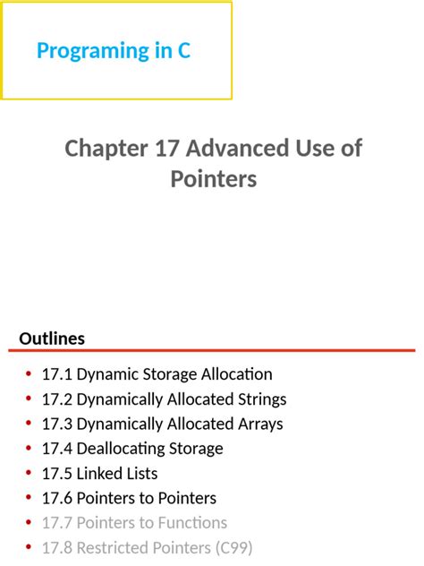 17chapter17 Advanced Uses Of Pointers Pdf Pointer Computer Programming String Computer