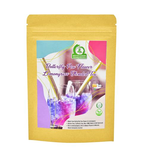 Butterfly Pea Flower Lemongrass Blended Tea 36 Teabags 19oz Krittiya Garden World