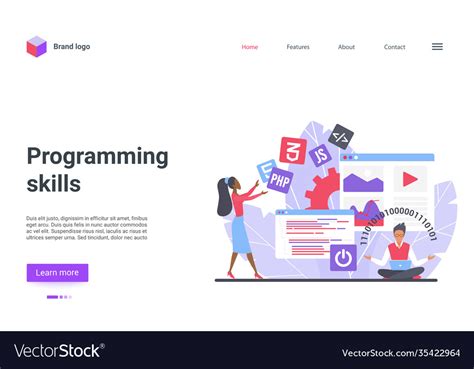 Programming Skills Landing Page Programmer Vector Image