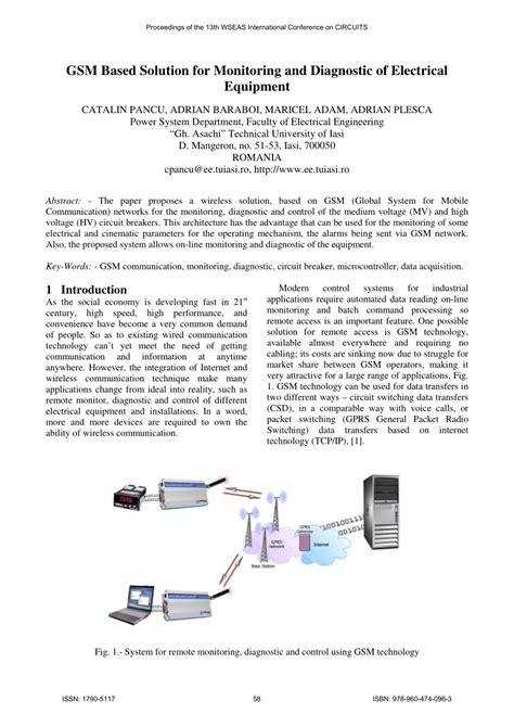 PDF GSM Based Solution For Monitoring And Diagnostic Of Electrical Equipment