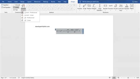 Write An Equation Or Formula In Word Word Tutorials