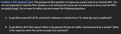 Solved Problem Rfc Lookup Pts The Purpose Of This Chegg