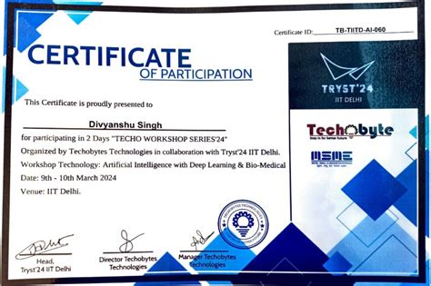 Divyanshu Singh On Linkedin Ai Deeplearning Iitdelhi Workshopcertificate