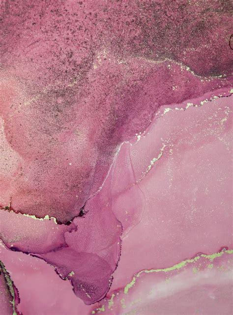 Soft Pink And Purple Abstract Art With Shimmering Gold Accents On A Smooth Surface Stock Image