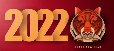 2022 년 중국 새해추상 디자인 기하학적 종이 컷 스타일의 배너 카드 포스터에 대한 호랑이 머리개념 배경 크리에이티브 홀리데이 벡터 일러스트레이션 2022년에 대한 스톡