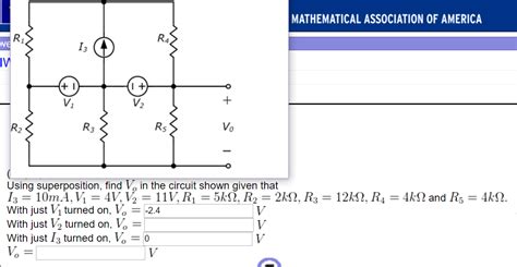 Solved Using Superposition Find V In The Circuit Shown Chegg