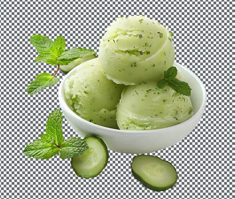 투명한 배경에 분리 된 달한 호박 민트 소르베트 프리미엄 Ai 생성 Psd