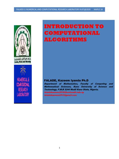 Introduction To Computational Algorithms Pdf Partial Differential Equation Algorithms