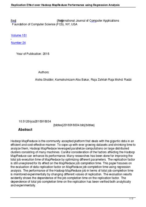 Pdf Replication Effect Over Hadoop Mapreduce Performance Using