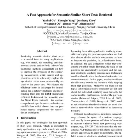 A Fast Approach For Semantic Similar Short Texts Retrieval Acl Anthology