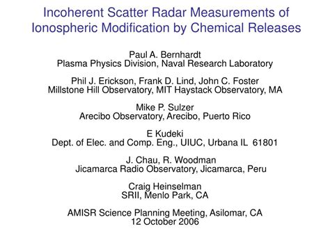 Ppt Incoherent Scatter Radar Measurements Of Ionospheric Modification