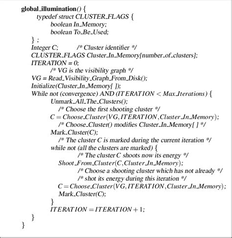 Global Radiosity Algorithm The Function Choose Cluster Selects The