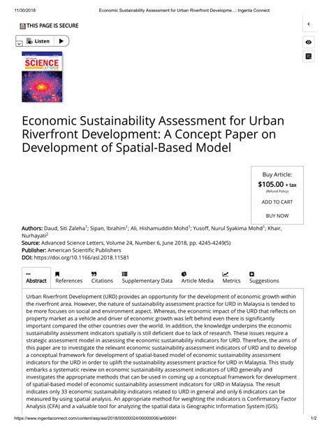 Pdf Economic Sustainability Assessment For Urban Riverfront Development A Concept Paper On