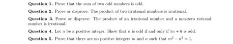 Solved Prove That The Sum Of Two Odd Numbers Is Odd Prove Chegg