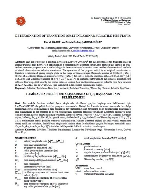 Determination Of Transition Onset In Laminar Pulsatile Pipe Flows